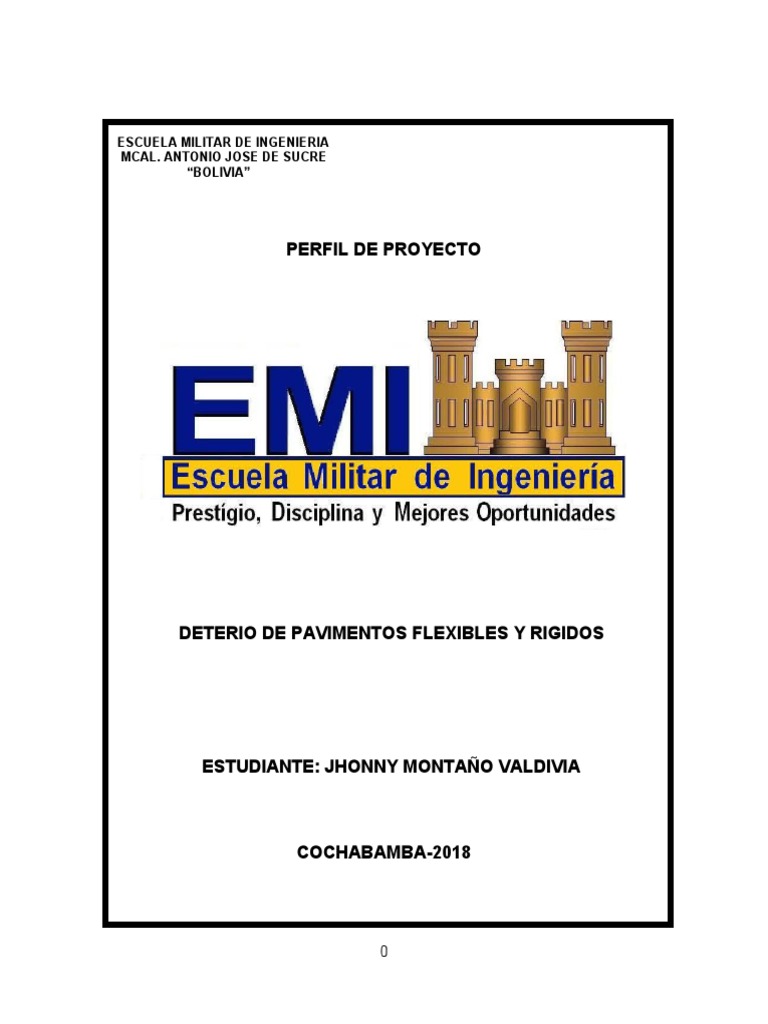 Perfil de Proyecto EMI 2018 | PDF | Polímeros | Hormigón