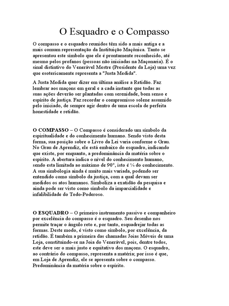 O Esquadro e o Compasso | PDF