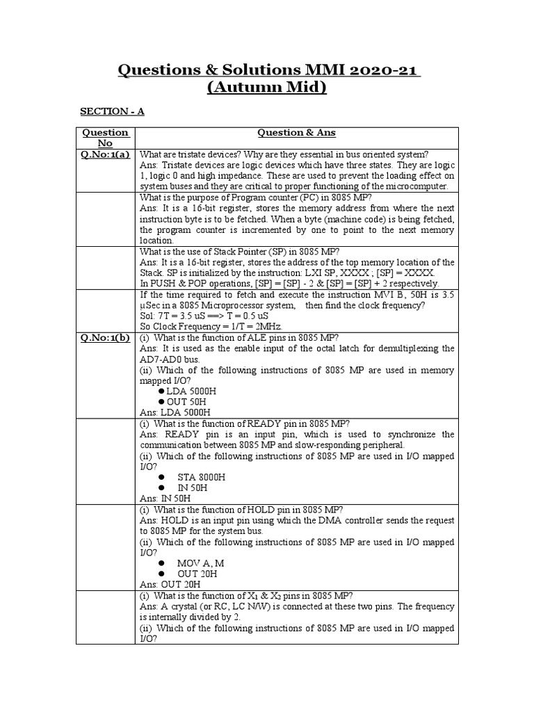Questions & Solutions MMI 2020-21 (Autumn Mid | PDF | Computer Data ...