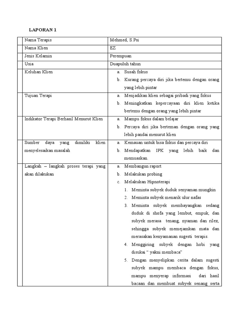 Laporan 1 Psikoterapi Pak Asep | PDF | Karier & Perkembangan