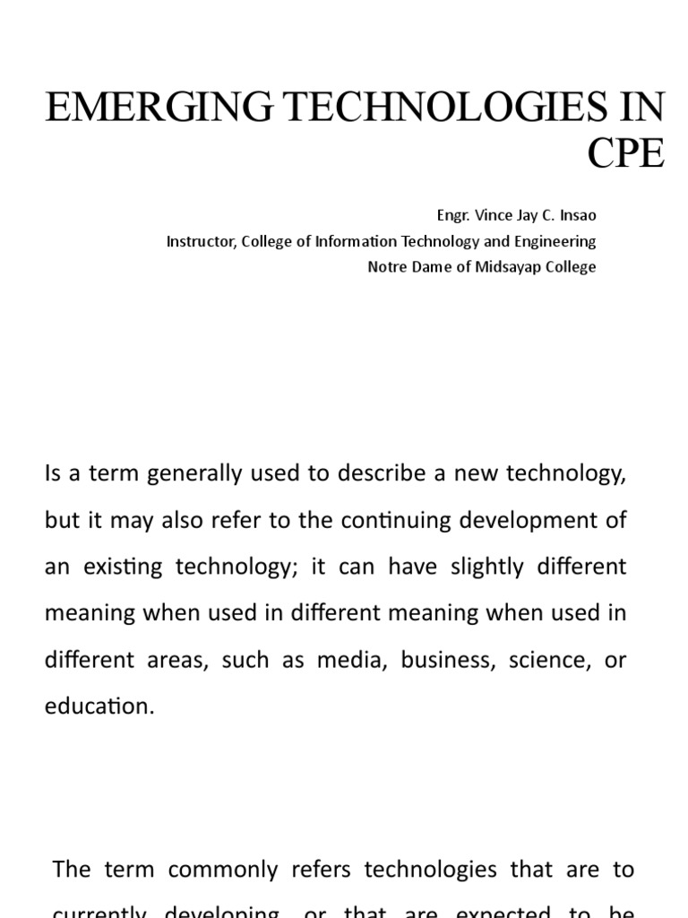 Emerging Technologies in Cpe | PDF | Art | Technology & Engineering