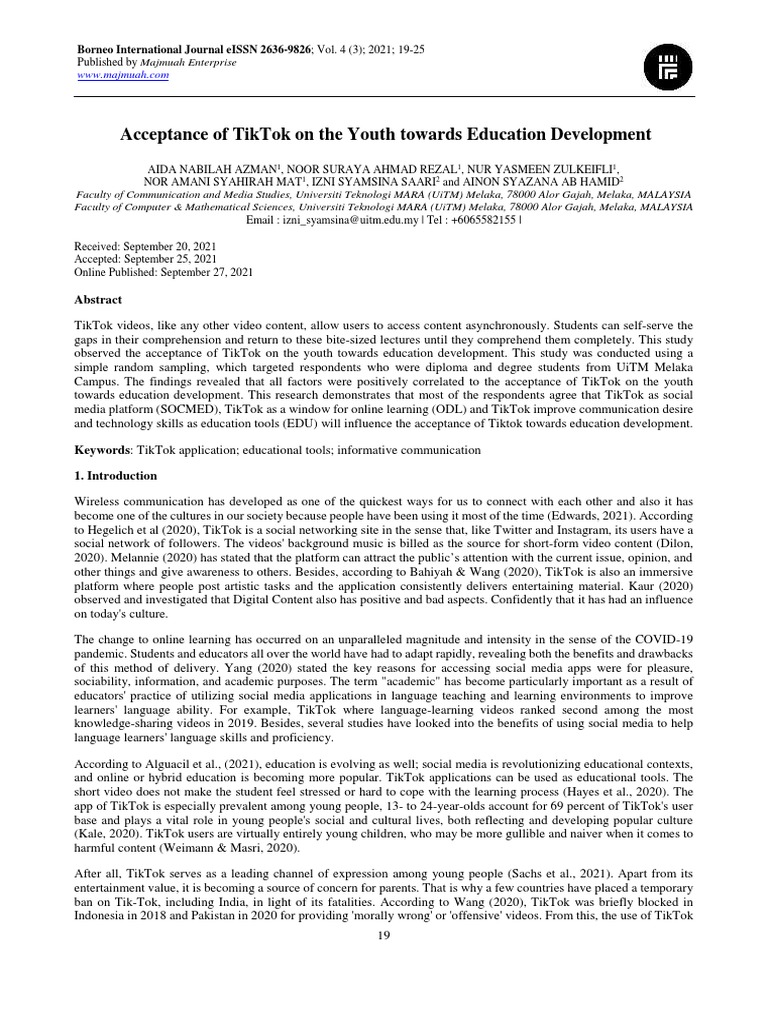 Article TikTok Education | PDF | Social Media | Popular Culture & Media ...