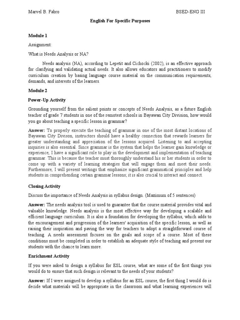 English For Specific Purposes | PDF | Teaching Method | Teachers