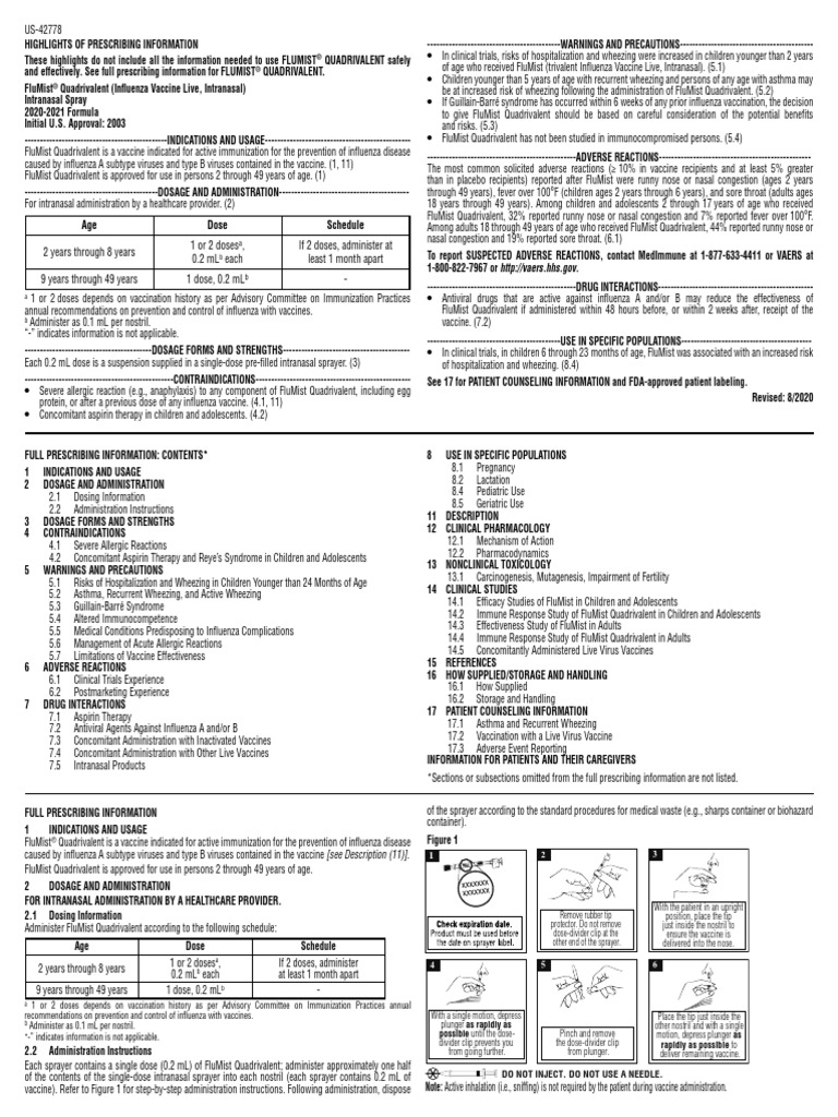Influenza A and B Vaccine Package Insert | PDF | Influenza Vaccine ...