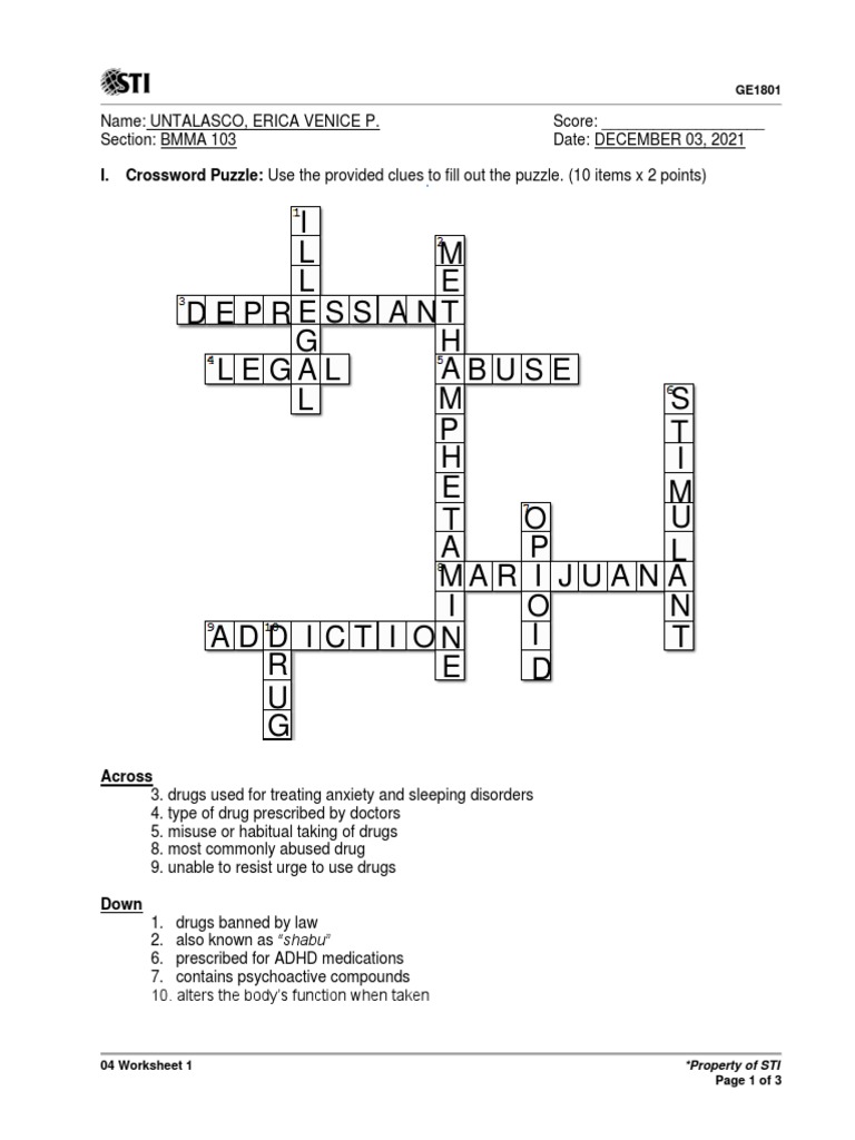 Drug Abuse Effects Worksheet | PDF | Drugs | Substance Abuse
