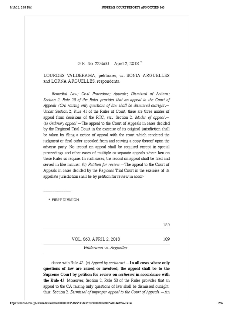 3 - Valderama vs. Arguelles | PDF | Appeal | Lawsuit