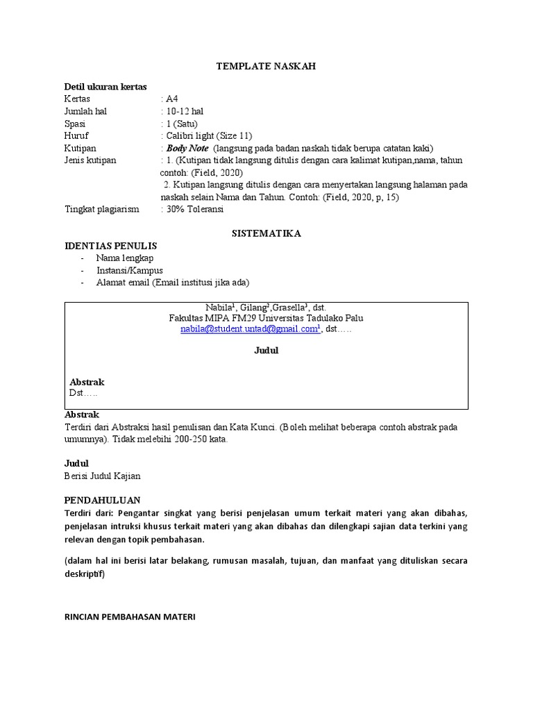 Template Penulisan Naskah Buku | PDF