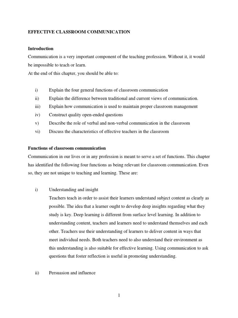 Effective Classroom Communication | PDF | Teaching Method | Learning