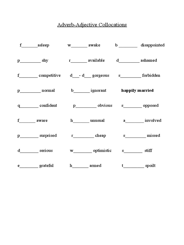 Adjecdtive Adverb Collocations | PDF