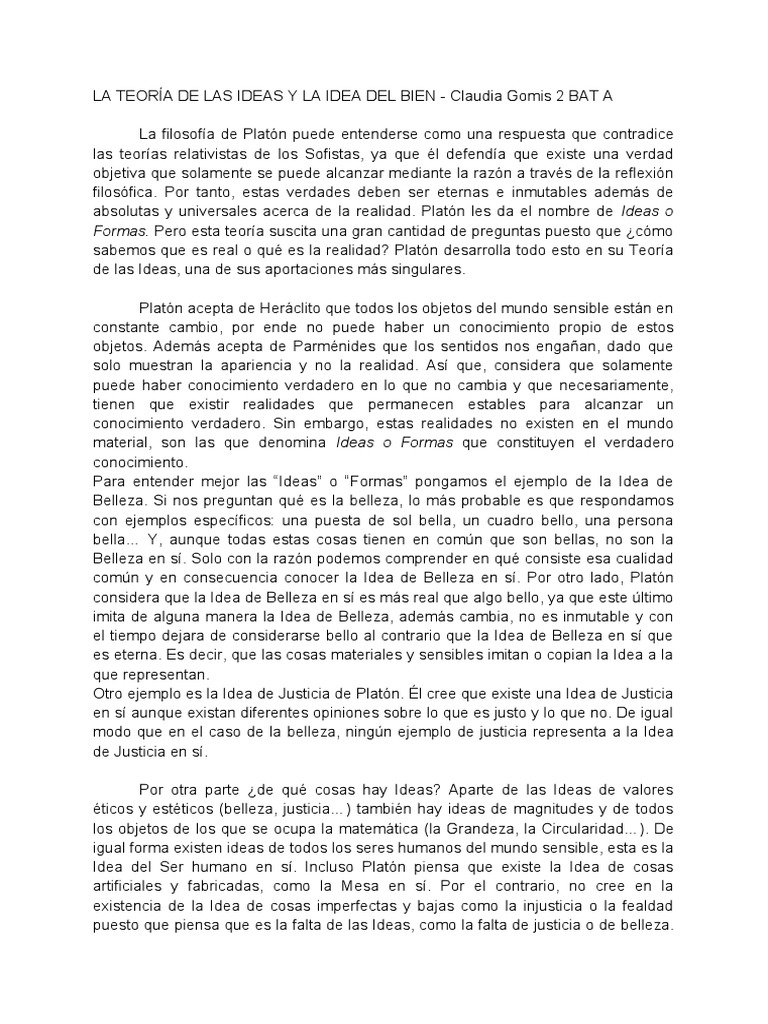 La teoría de las Ideas de Platón | PDF | Platón | Belleza
