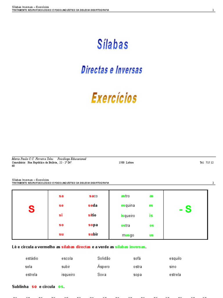 Silabas Directas e Inversas | PDF