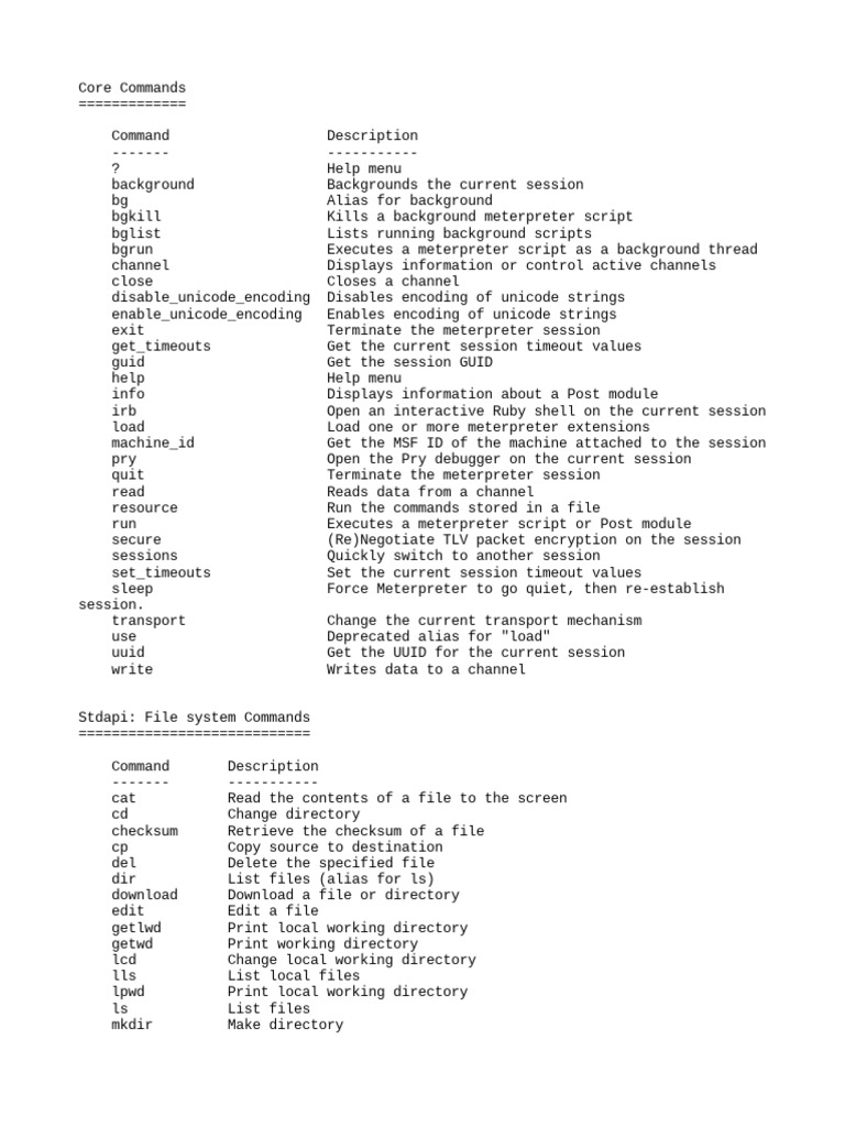 Android Meterpreter Commands | PDF | Computer File | Android (Operating ... Android Meterpreter Commands | PDF | Computer File | Android (Operating ...