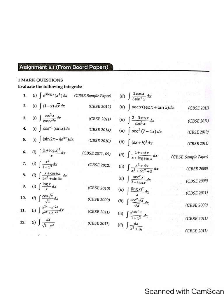 Integration (Extra Questions) | PDF