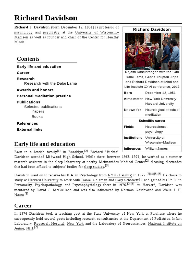 Richard Davidson | PDF | Psychology | Psychological Concepts