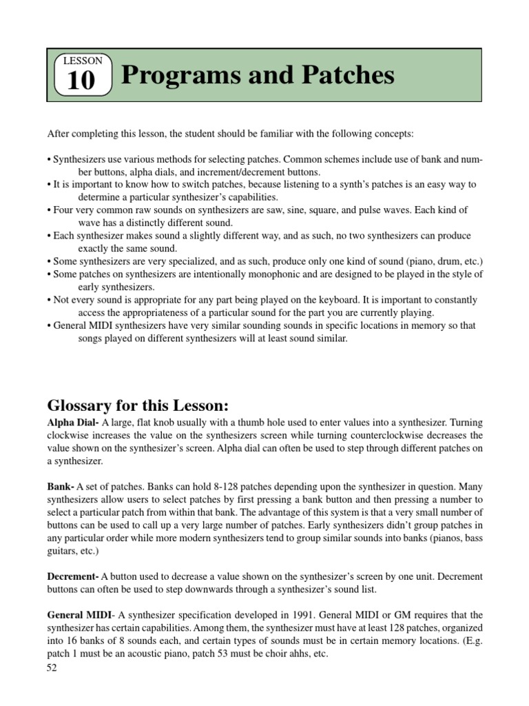 10 Patches & Programs | PDF | Synthesizer | Guitars