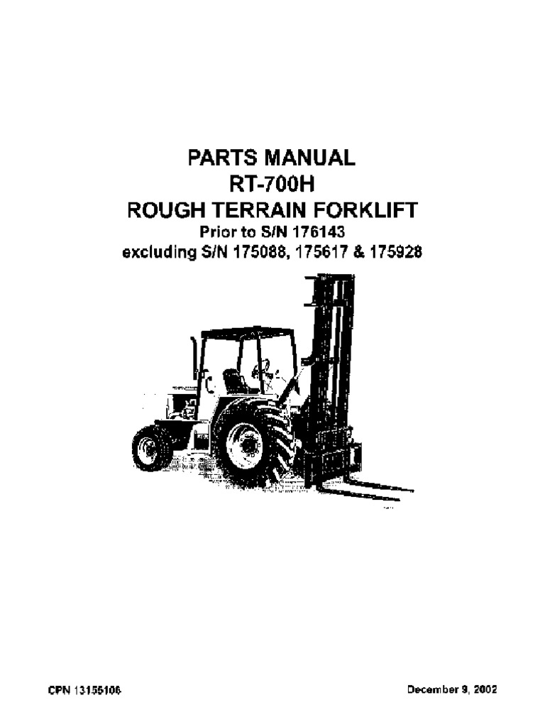 INGERSOLL RAND RT-700 H Rough Terrain Forklift Parts Manual | PDF