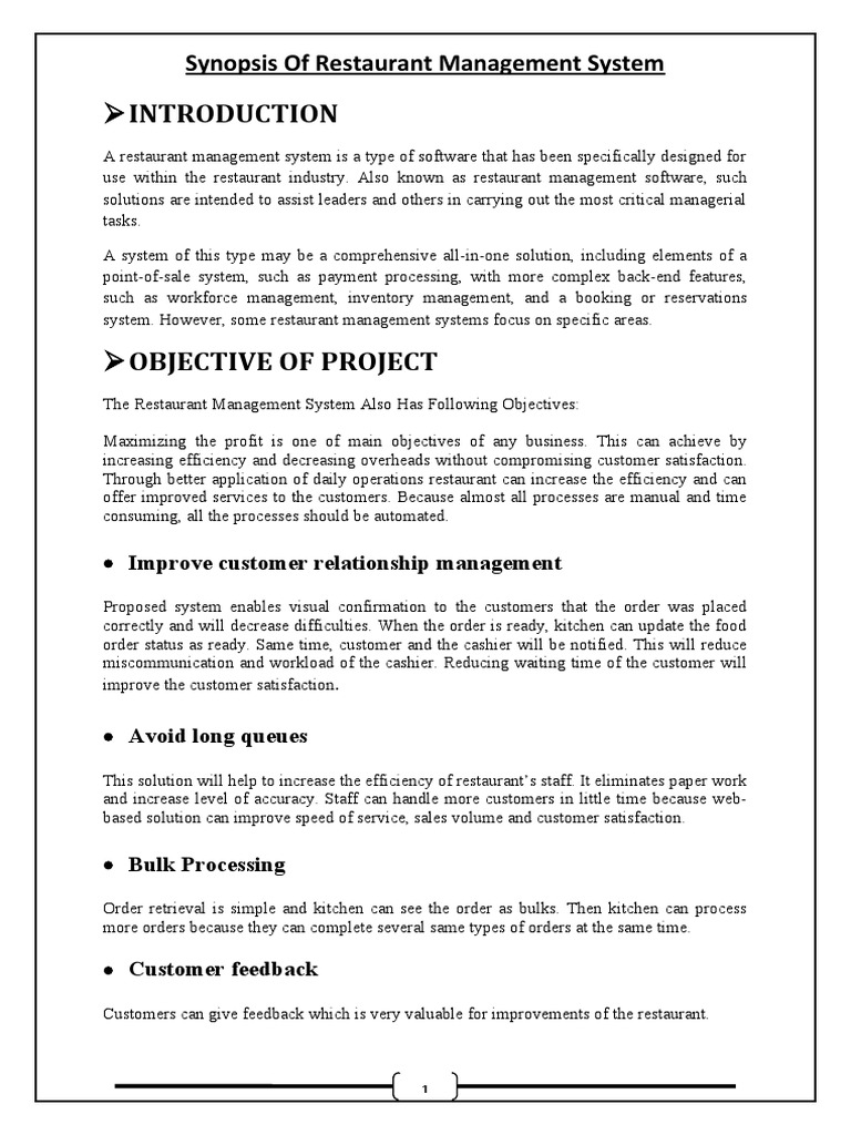 Restaurant Management System Overview | PDF | Point Of Sale | Menu