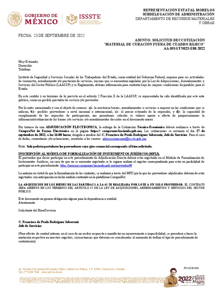 Solicitud de Cotizacion | PDF | Gobierno