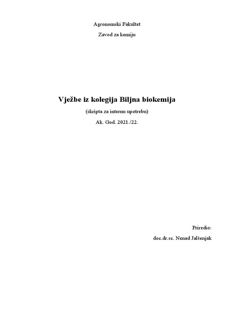 Praktikum Iz Biokemije - Nove Skripte | PDF