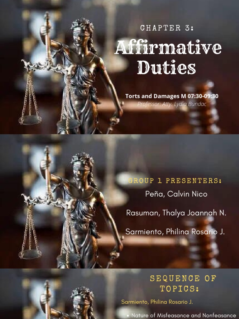 Affirmative Duties: Torts and Damages M 07:30-09:30 | PDF | Negligence ...