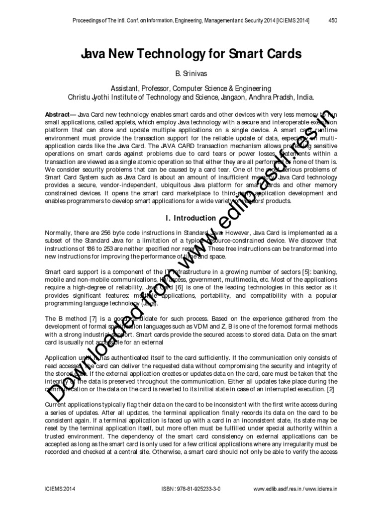 Java New Technology For Smart Cards | PDF | Java (Programming Language ...