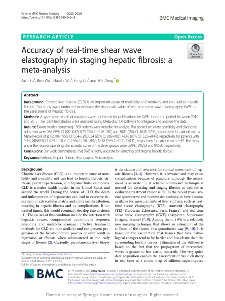 Accuracy of Real-Time Shear Wave Elastography in S | PDF | Cirrhosis ...