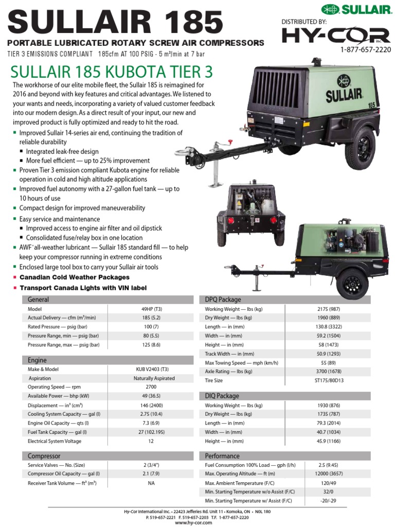 Vdocuments - MX - Sullair 185 Hy Cor Inc Sullair 185 Kubota Tier 3 The ...