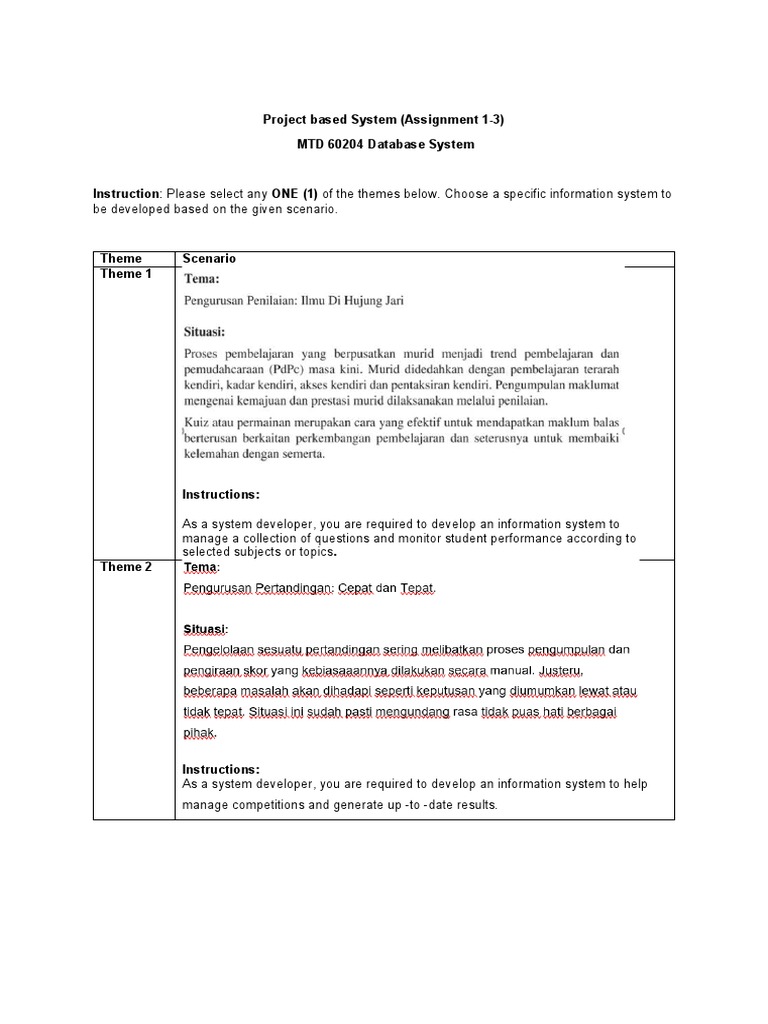 Database System Project Themes Guide | PDF | Business | Computers