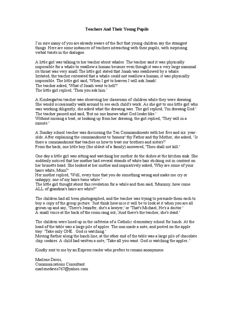 Teachers and Students Verbal Twists | PDF | Jonah | Teachers