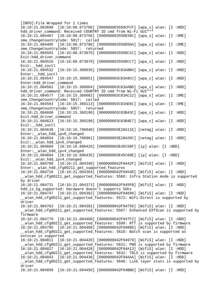 Wi-Fi Driver Command Logs | PDF | Wi Fi | Electronics