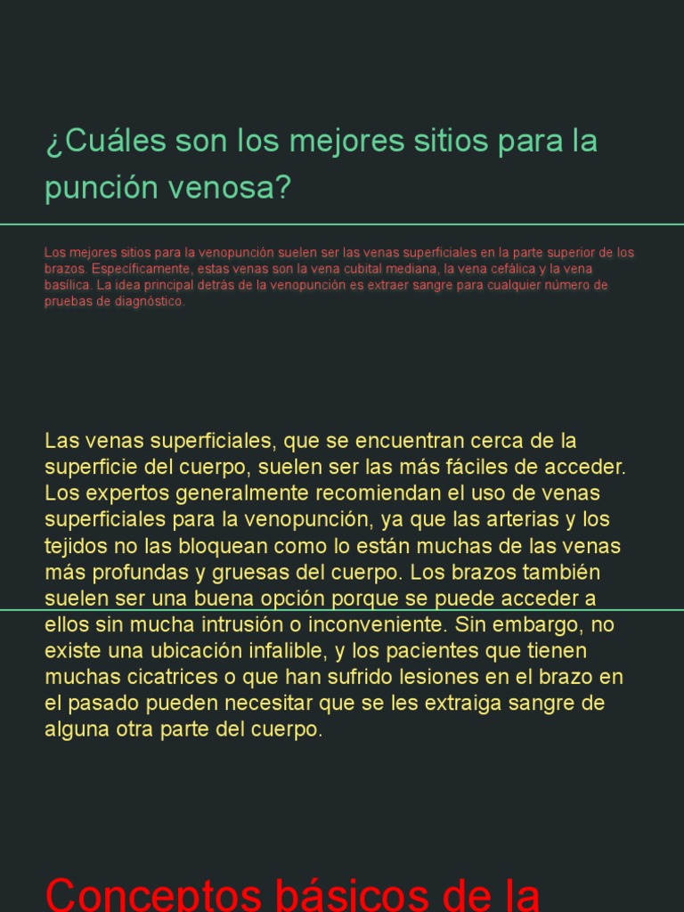 Cuales Son Los Mejores Sitios para La Puncion Venosa | PDF | Mano ...