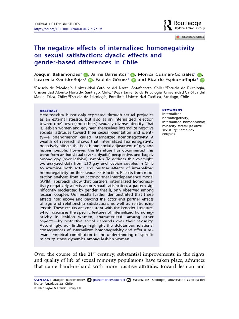 (2022) Bahamondes Et Al (JLS) Dyadic IH On SS | PDF | Homosexuality ...