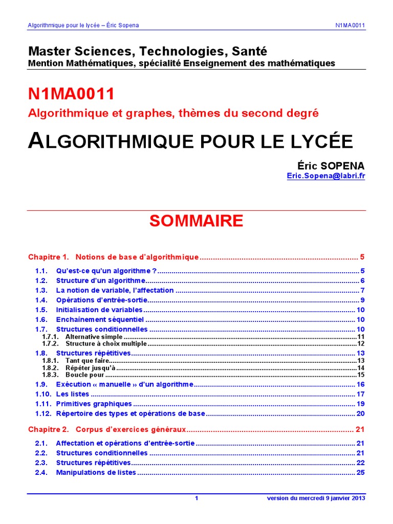 Algorithmique Pour Le Lycée 03 | PDF | Langage de programmation | Structure de contrôle