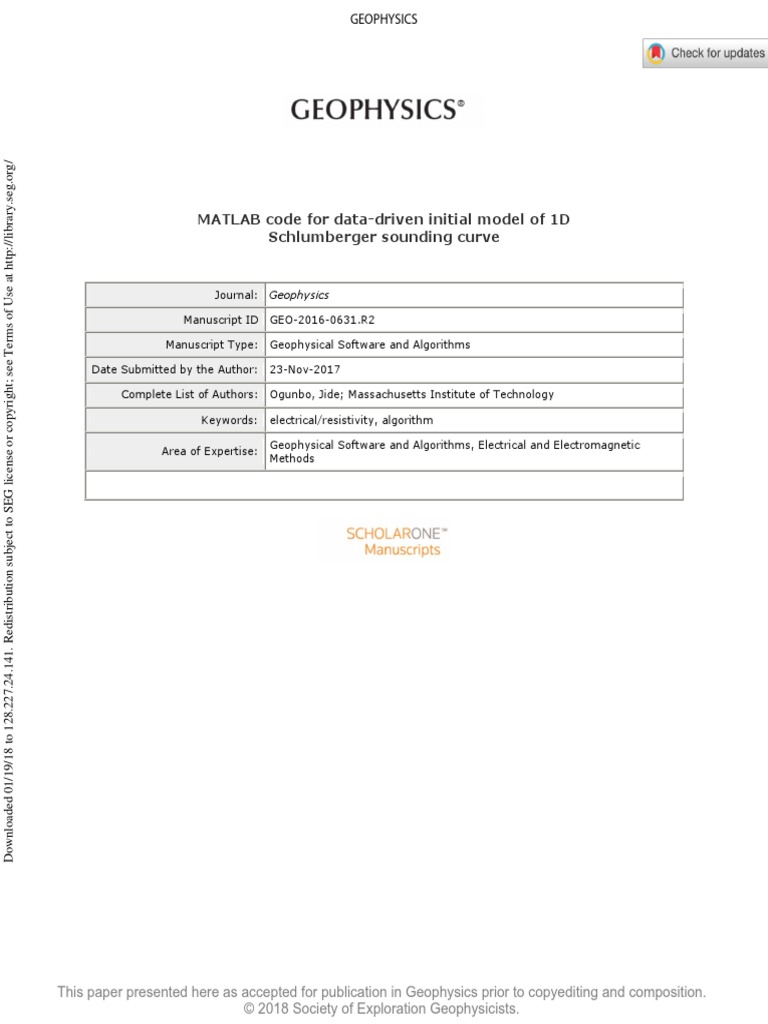 Resistivity 1D Forward Modelling | PDF | Geophysics | Subroutine