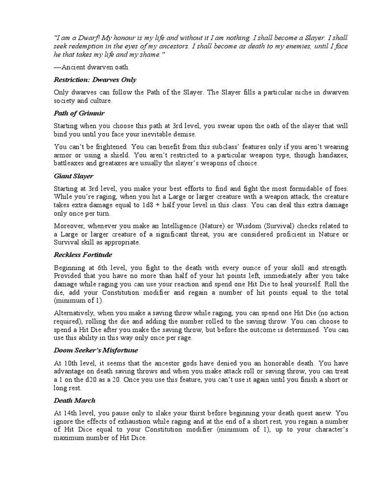 Barbarian Slayer Homebrew v4 | PDF | Law | Home & Garden