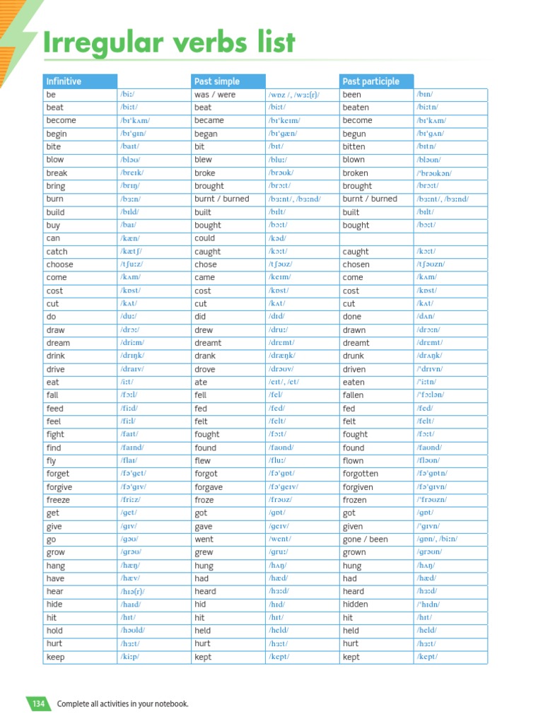 Energize SB3 Irregular Verbs | PDF | Semantic Units | Linguistics