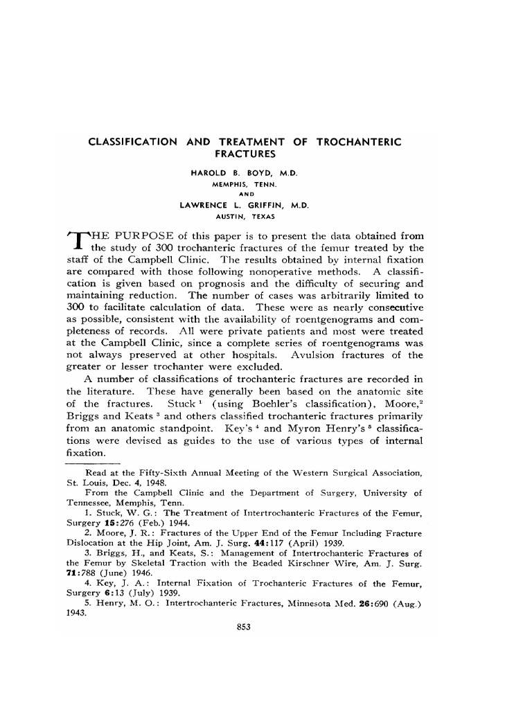 Boyd & Griffin Classification (1949) | PDF | Hip | Surgery