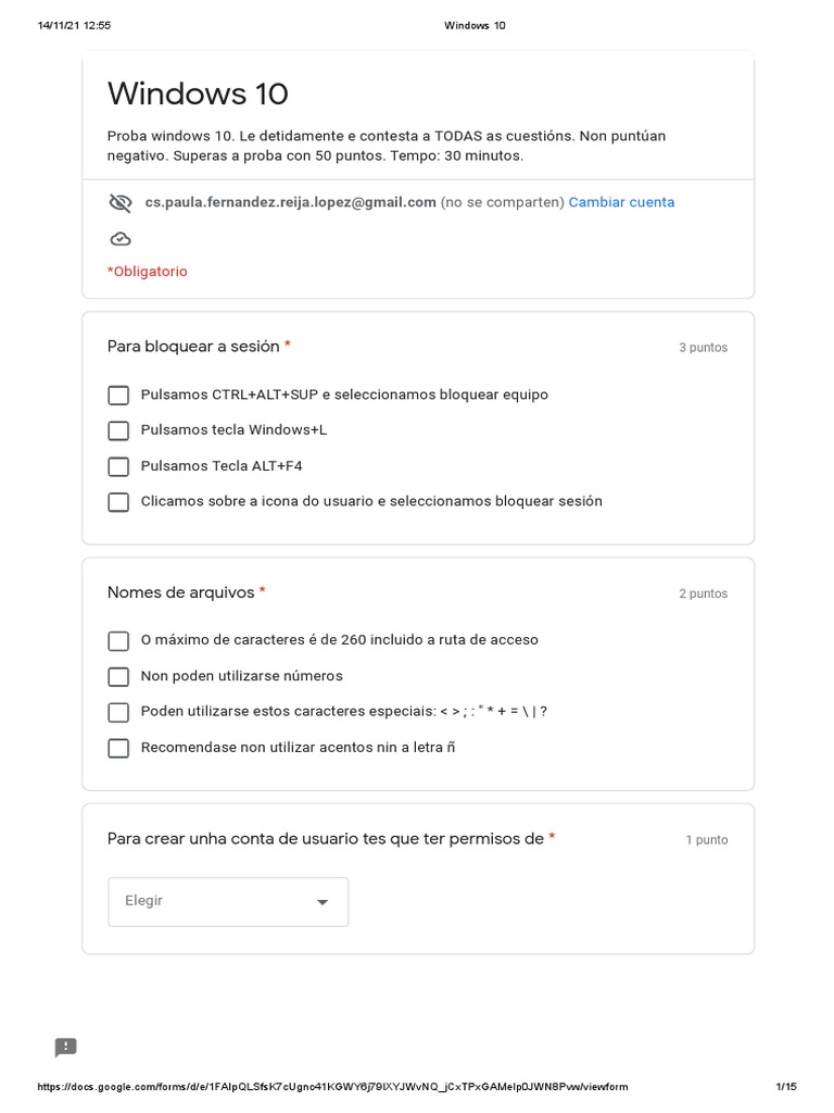 Examen Windows 10 | PDF