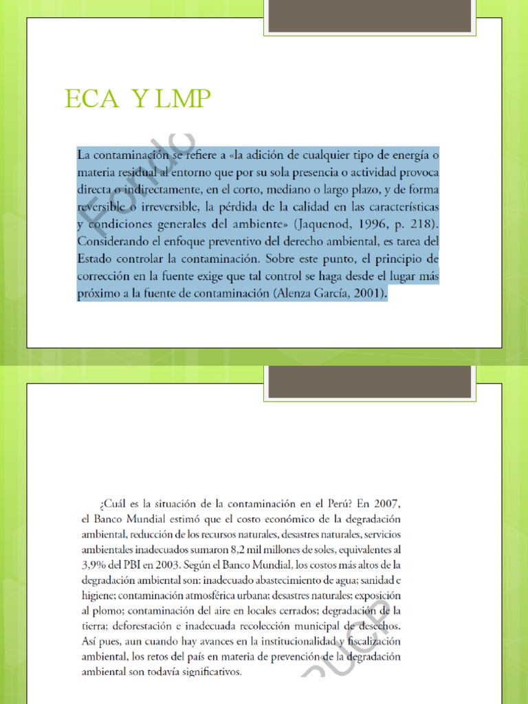Eca y LMP | PDF | Entorno natural | Evaluación de impacto ambiental