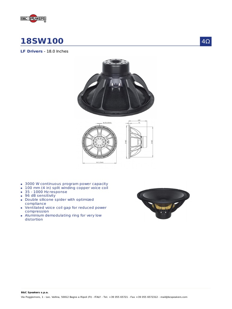 En LF Drivers 18sw100 4 | PDF | Loudspeaker | Signal Processing