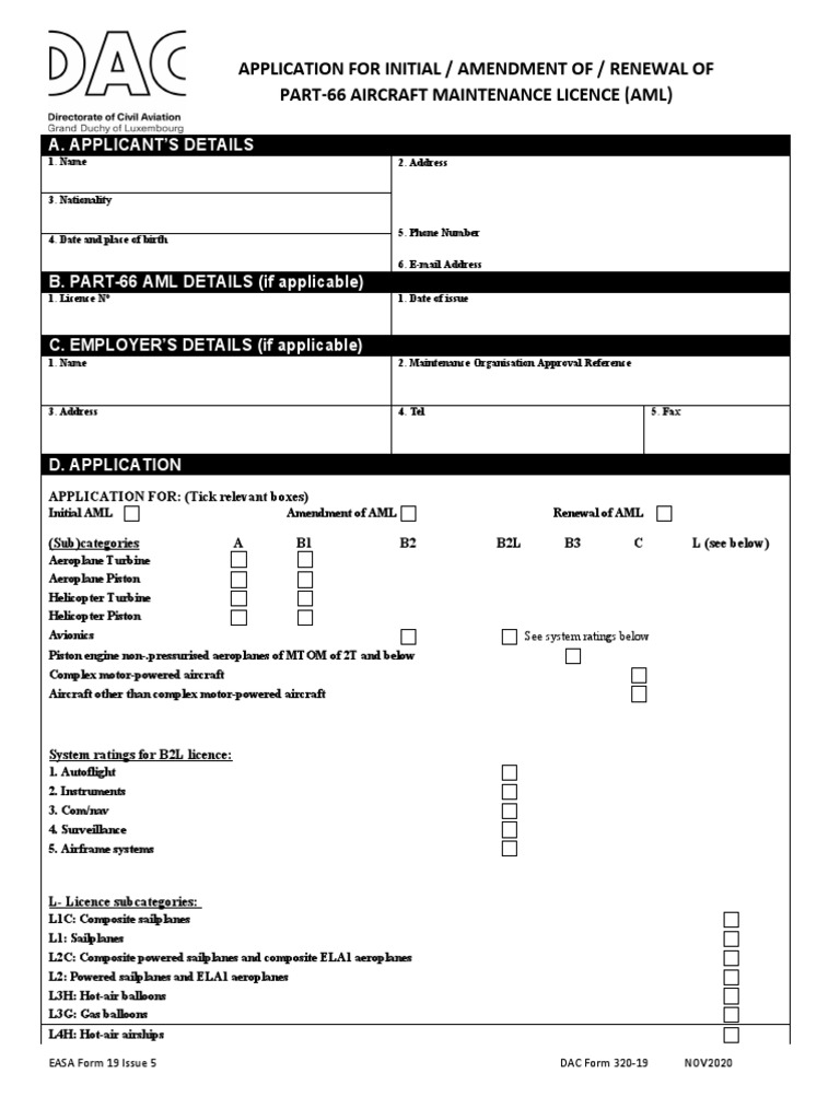 EASA Form 19: AML Application Guide | PDF | Aircraft | Manufactured Goods