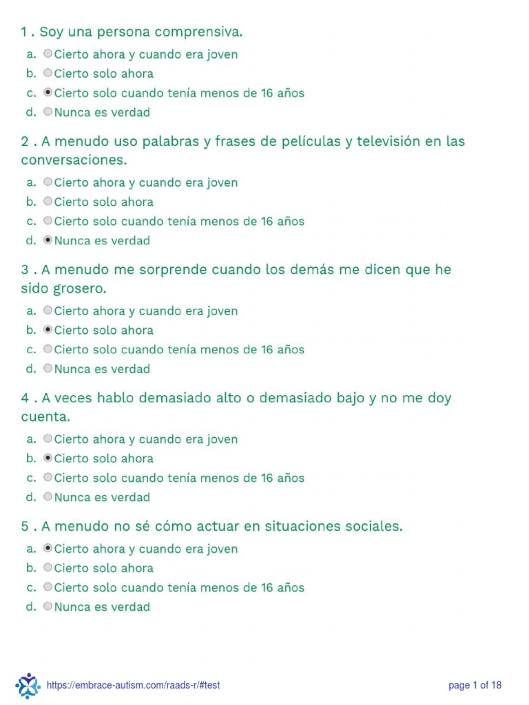 Assessment of Autism Spectrum Disorder Traits Through the RAADS-R Self ...
