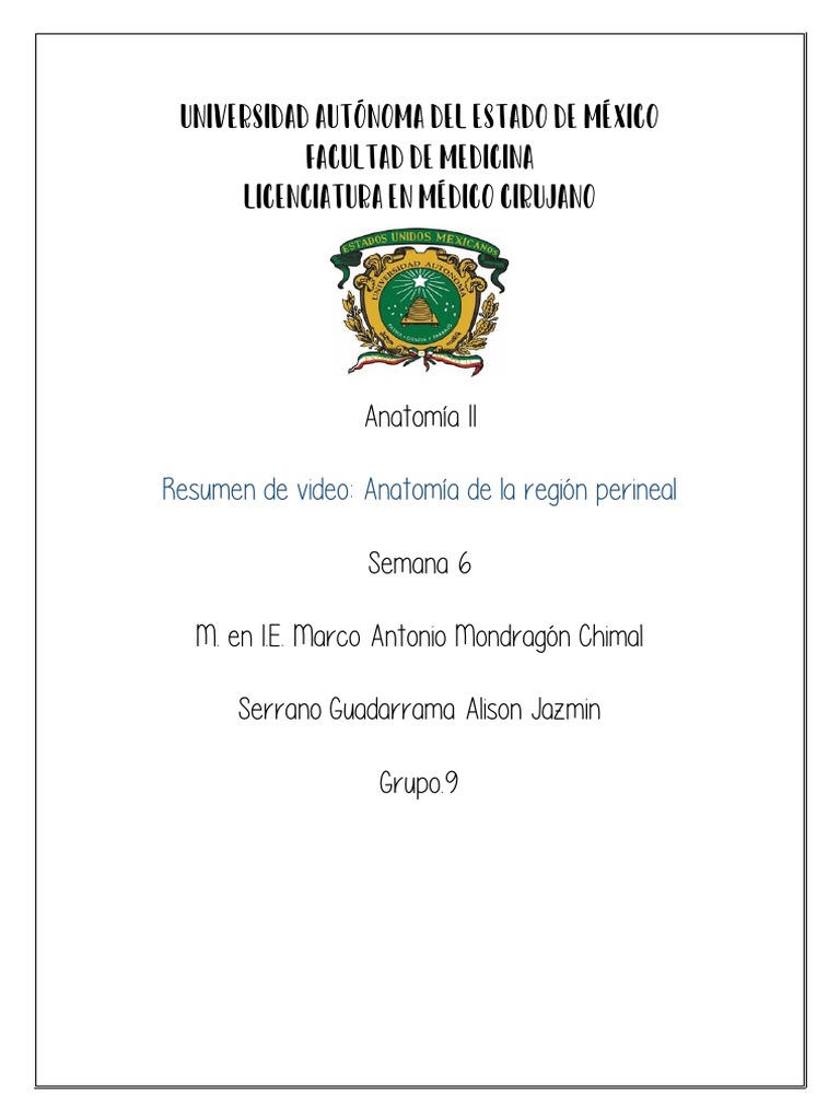 Resumen Semana 6. Anatomía de La Región Perineal | PDF | Pelvis ...