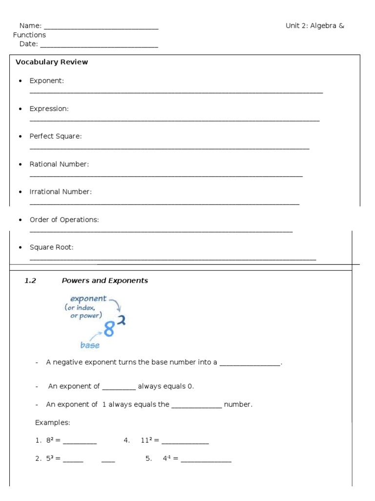 Algebra Functions Vocabulary Review | PDF