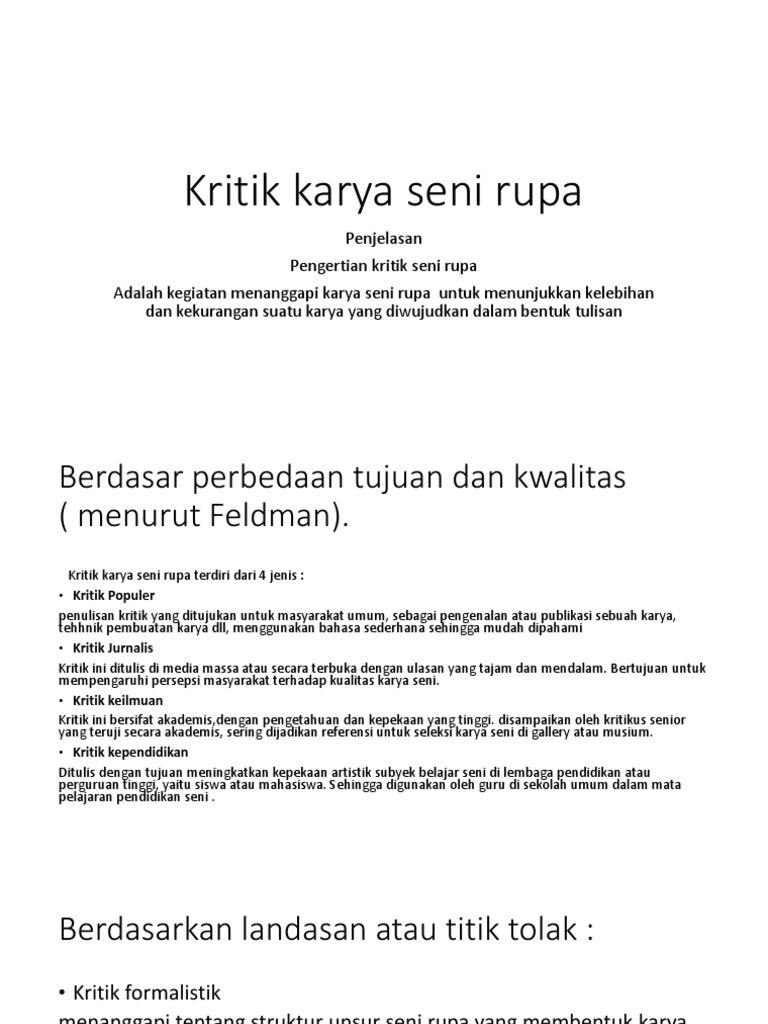 Kritik Seni Rupa Dan Ruang Lingkupnya | PDF