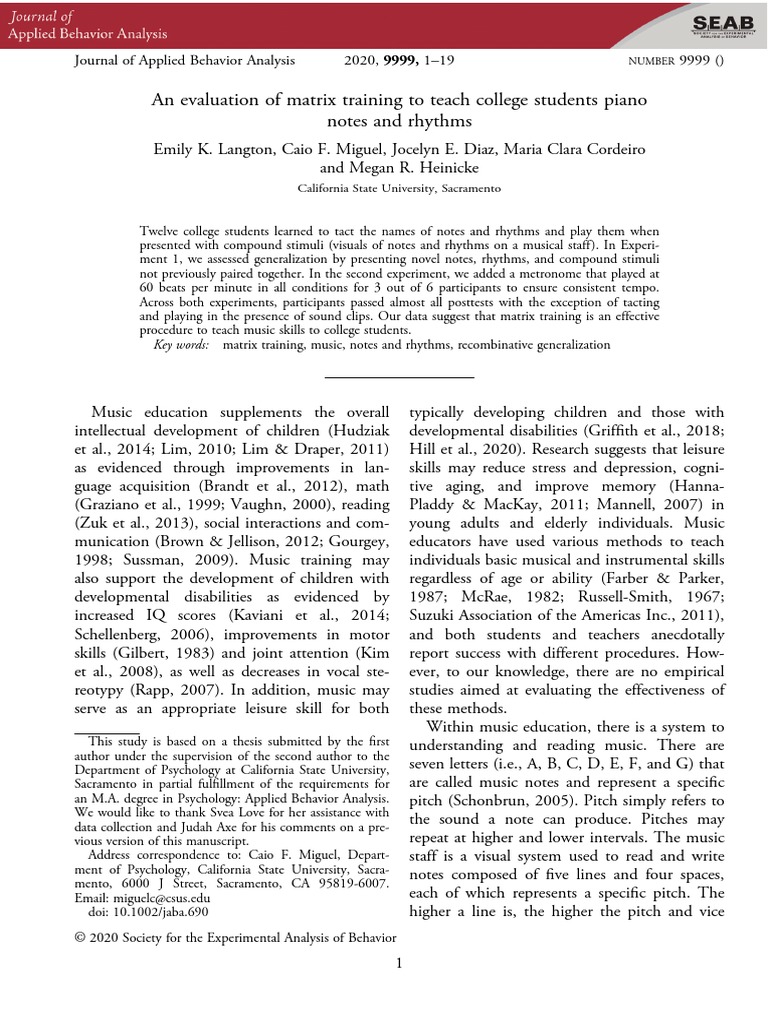 Langton Et Al-2020-Journal of Applied Behavior Analysis | PDF | Tempo ...