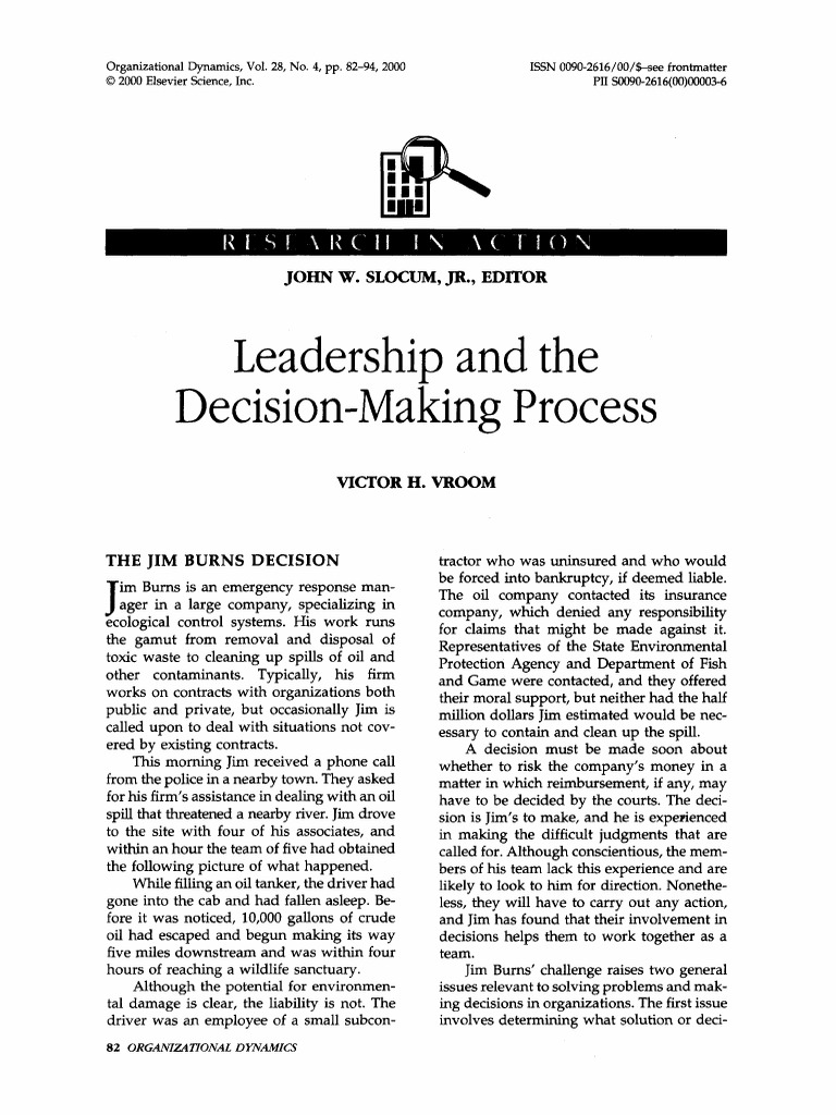 Leadership and the Decision | PDF | Leadership | Decision Making