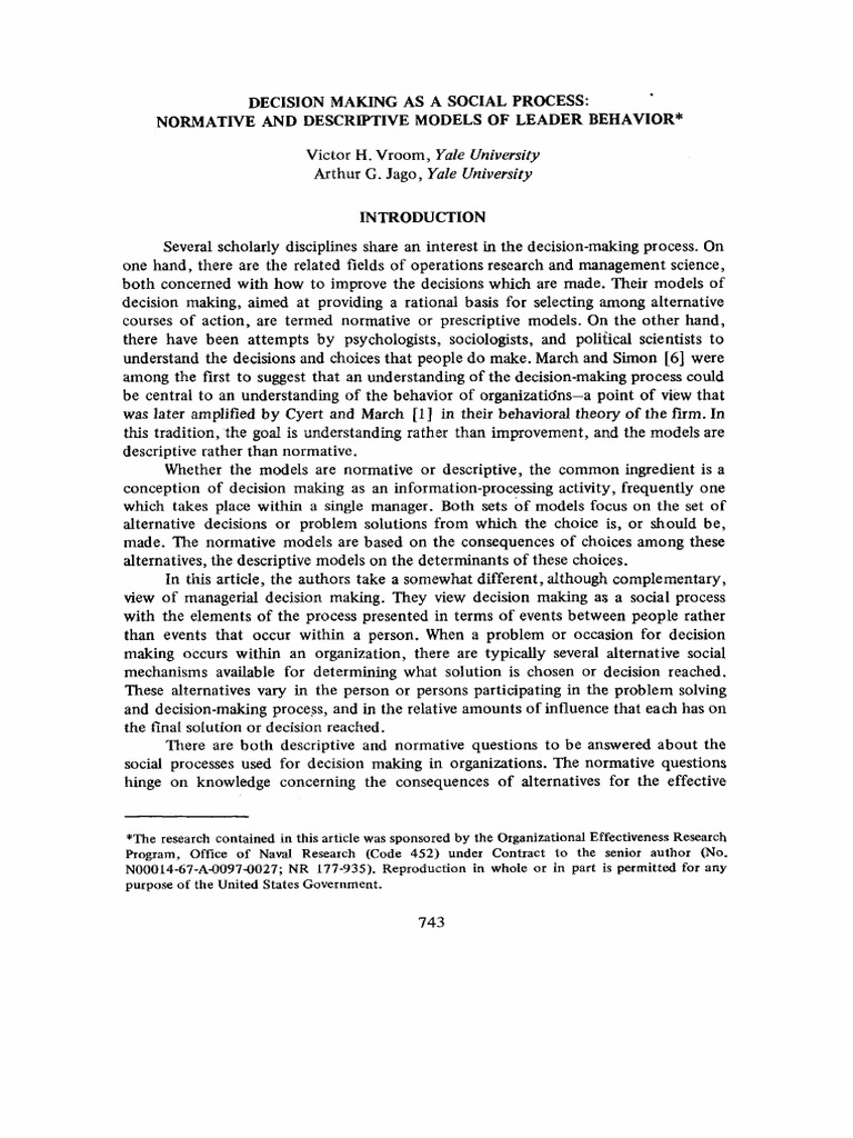 Decision Making As A Social Process | PDF | Decision Making | Leadership
