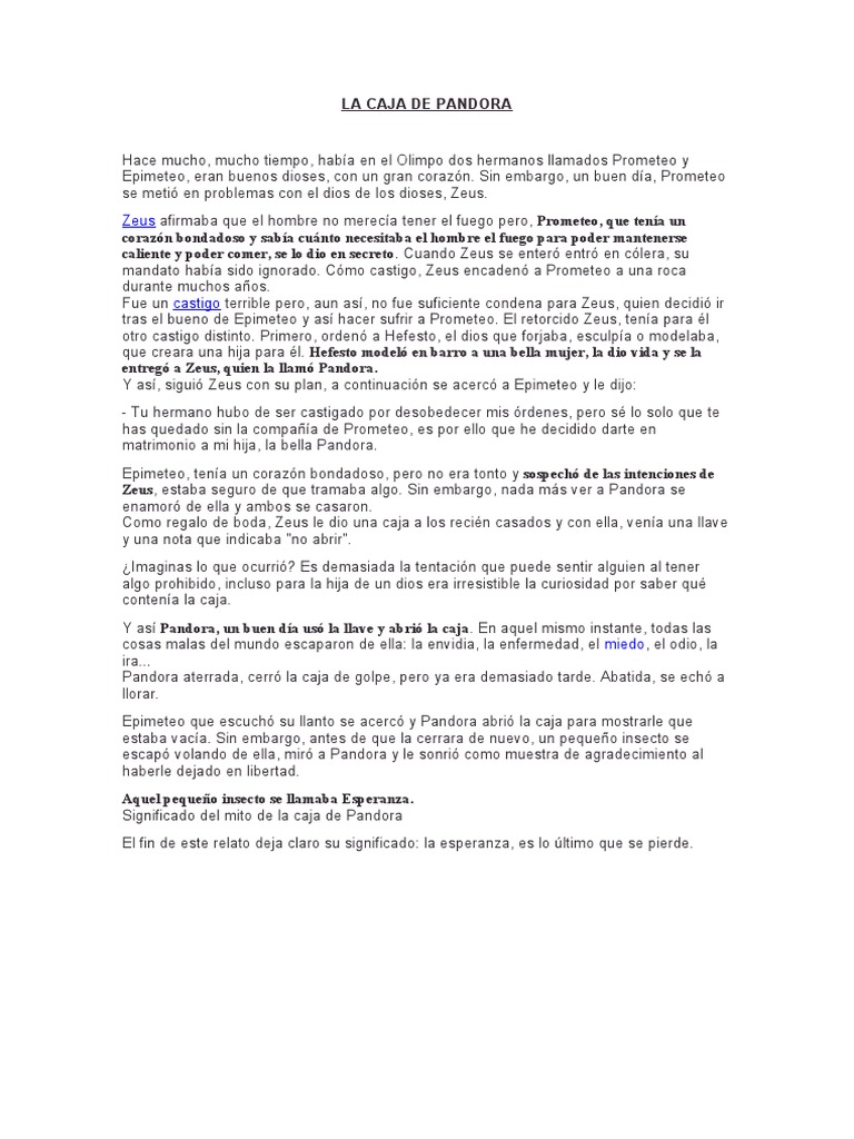 La Caja de Pandora | PDF | Prometeo
