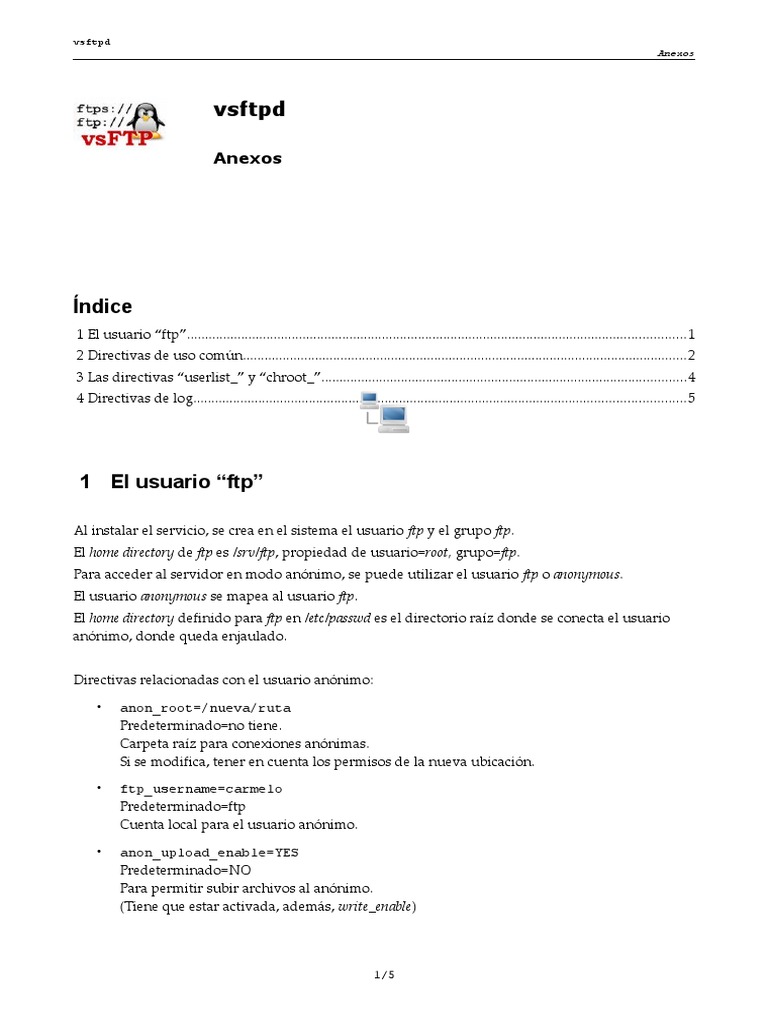 VSFTPD Anexos | PDF | Protocolo de transferencia de archivos | Gestión de tecnología de la ...